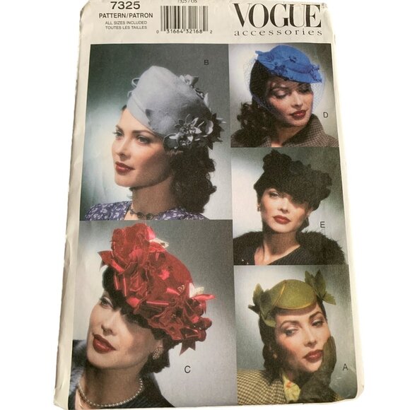 Vogue | Accessories | Vintage Vogue Accessories Hat Pattern 7325 All ...